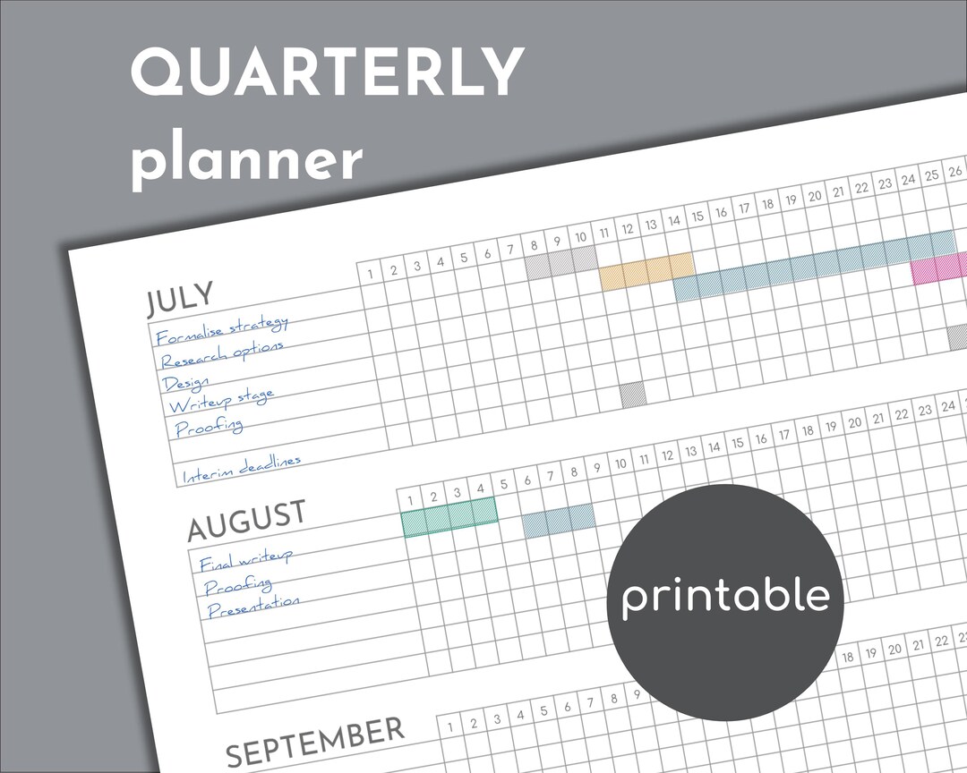 Quarterly Planner Printable Pdf, Project Planning, Habit or Mood ...