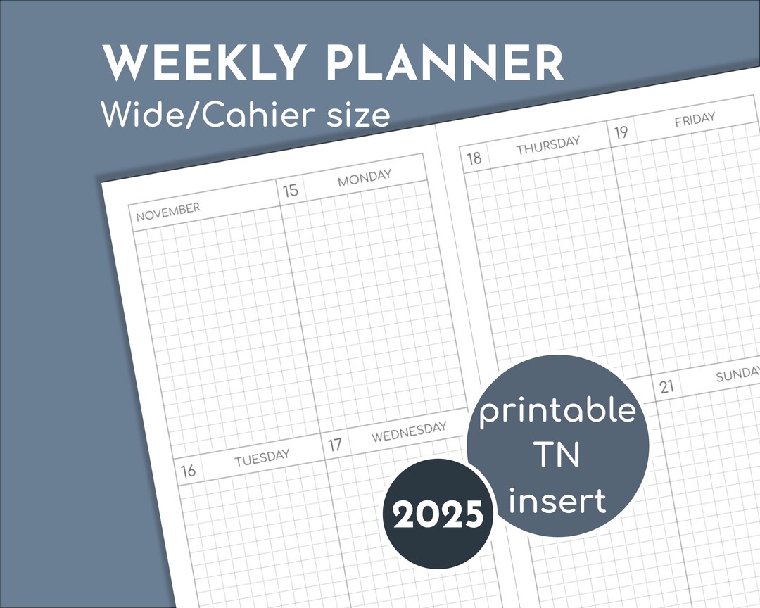 2025 Planner With Vertical Grid Layout Printable Inserts For Wide