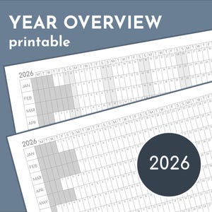 2026 Yearly Planner Printable, Year Overview Tracker on One Page, Print ...