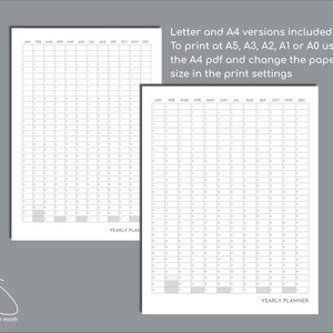 Undated Yearly Calendar Printable, Perpetual Year Overview, Print at A5 ...