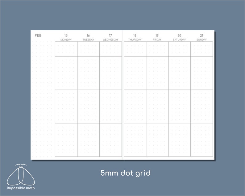 B6 Vertical Weekly Diary 2024, Printable Travelers Inserts, 5mm Dot Grid - Etsy