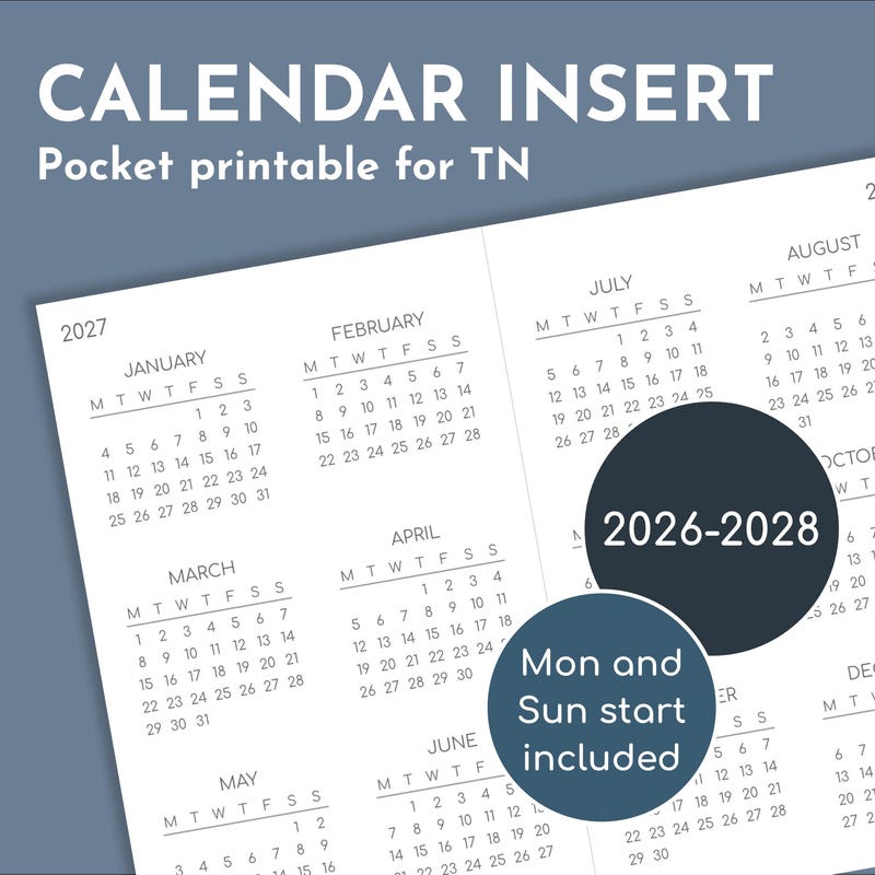 Pocket Calendar 2027 2028 - Etsy