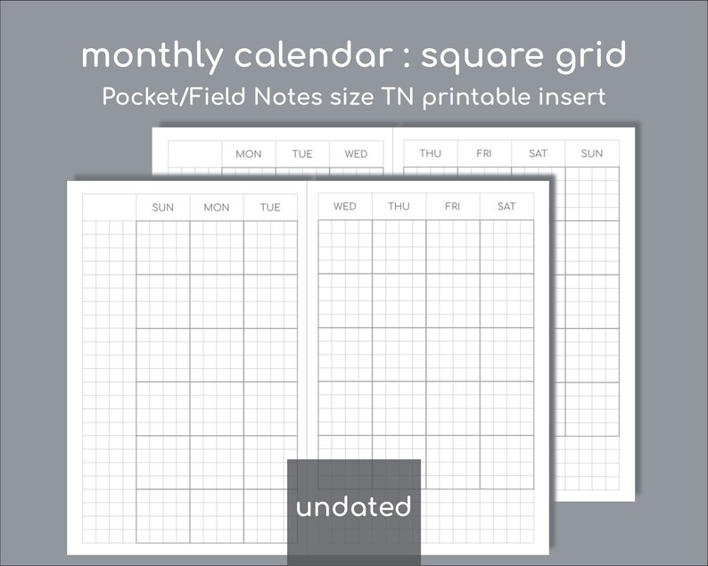 Undated Monthly Pocket Planner Printable Insert for Travelers Notebook ...