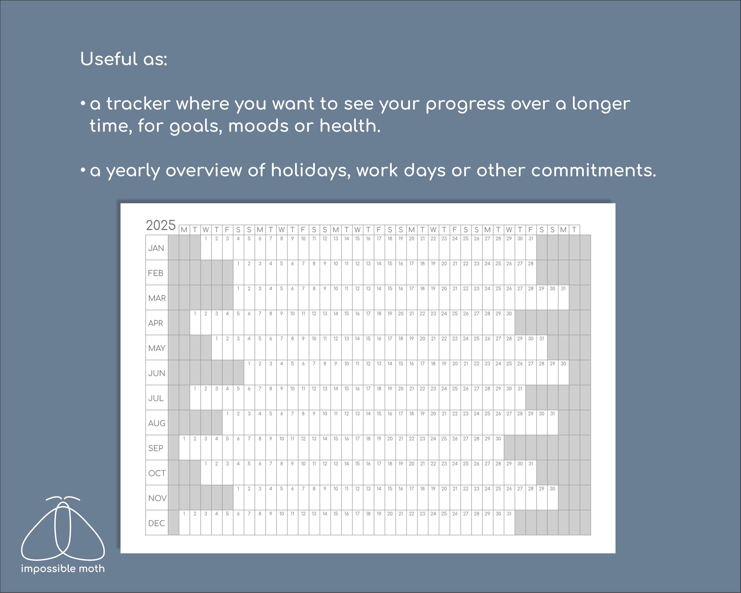 2025 Yearly Planner Printable, Year Overview Tracker on One Page - Etsy