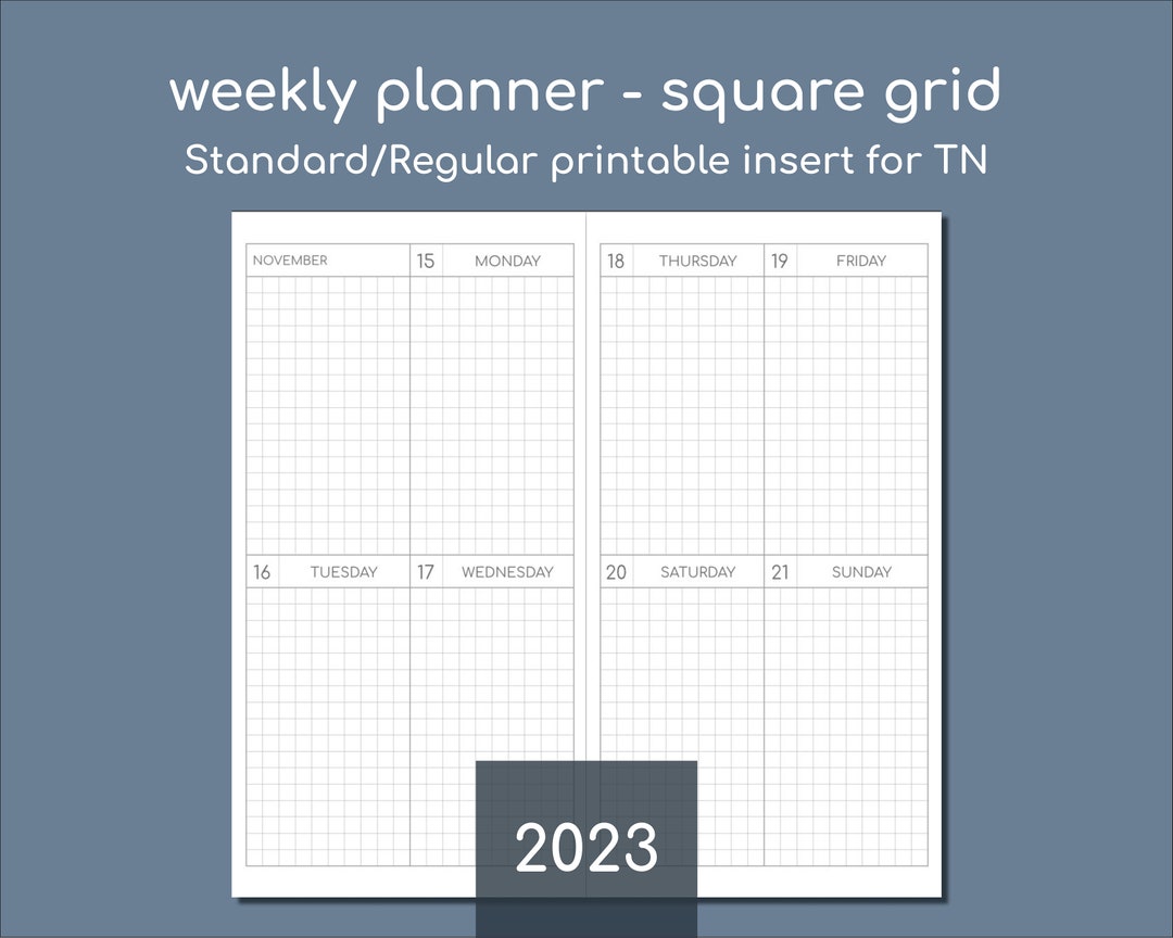 Vertical Grid Planner 2023 Weekly Planner Pages Printable - Etsy