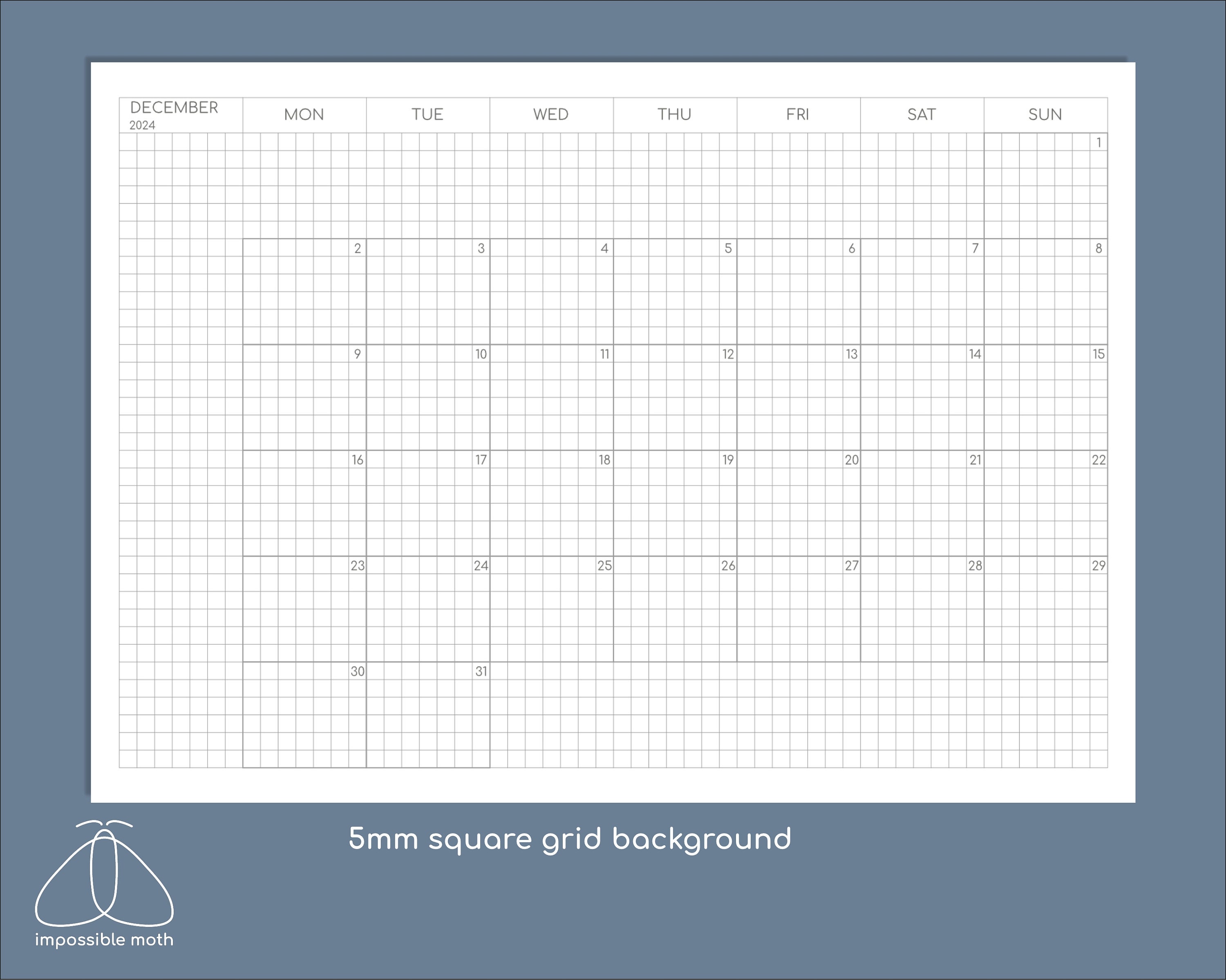 2024 Monthly Planner, A4 Square Graphed Printable Calendar Pdf - Etsy