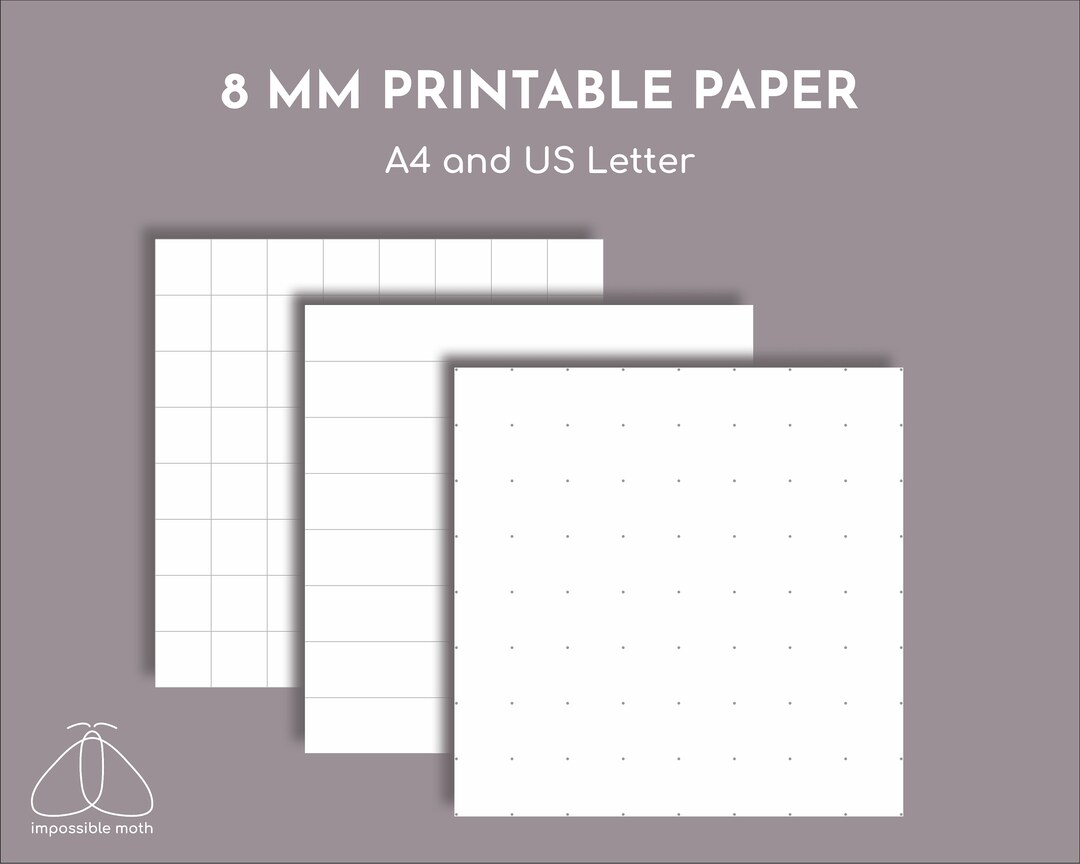 8mm Dot and Square and Ruled Printable Paper, A4 and US Letter - Etsy