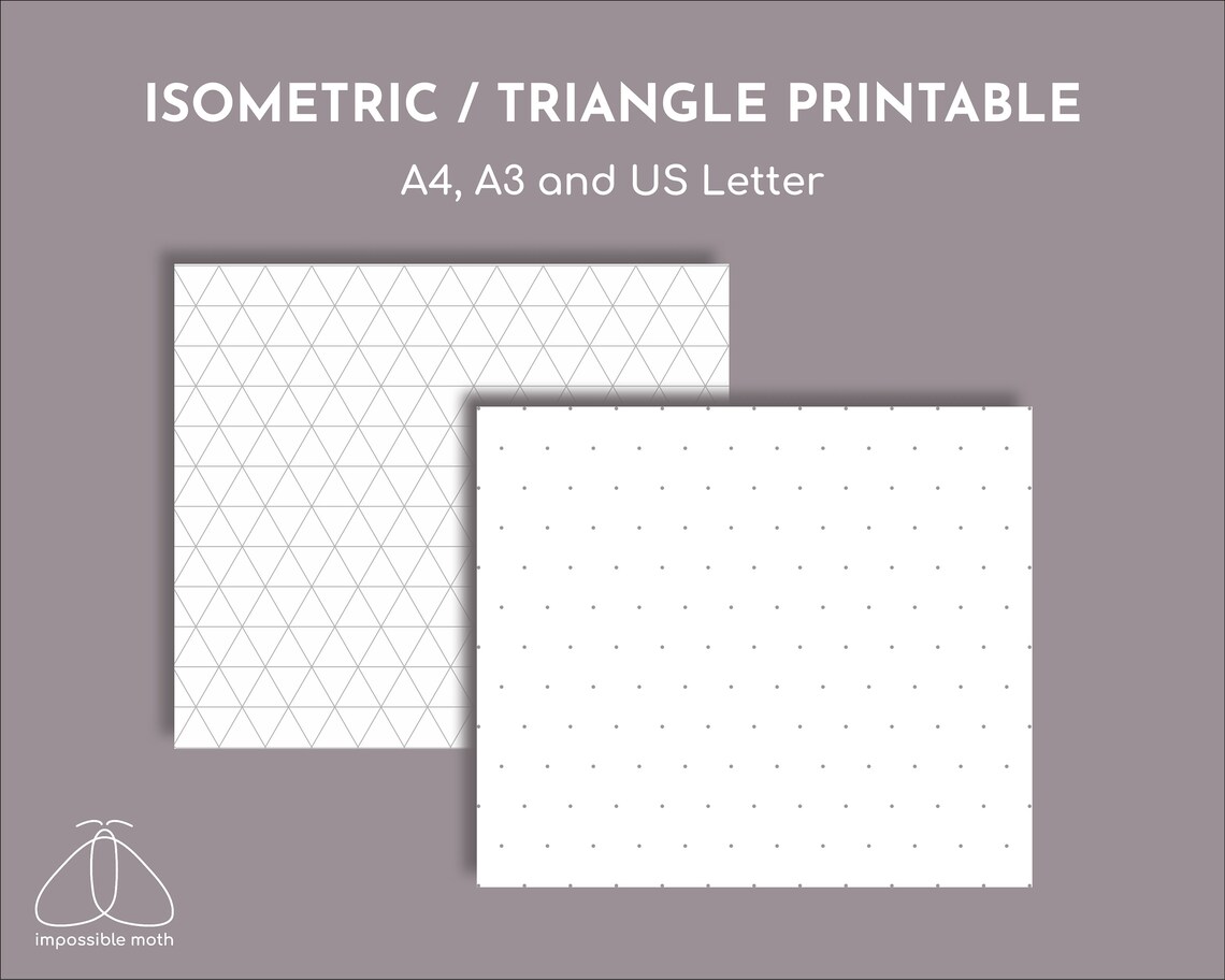 Isometric Grid Paper: Triangle Dot & Line, A3/A4/US Letter (PDF) - Etsy