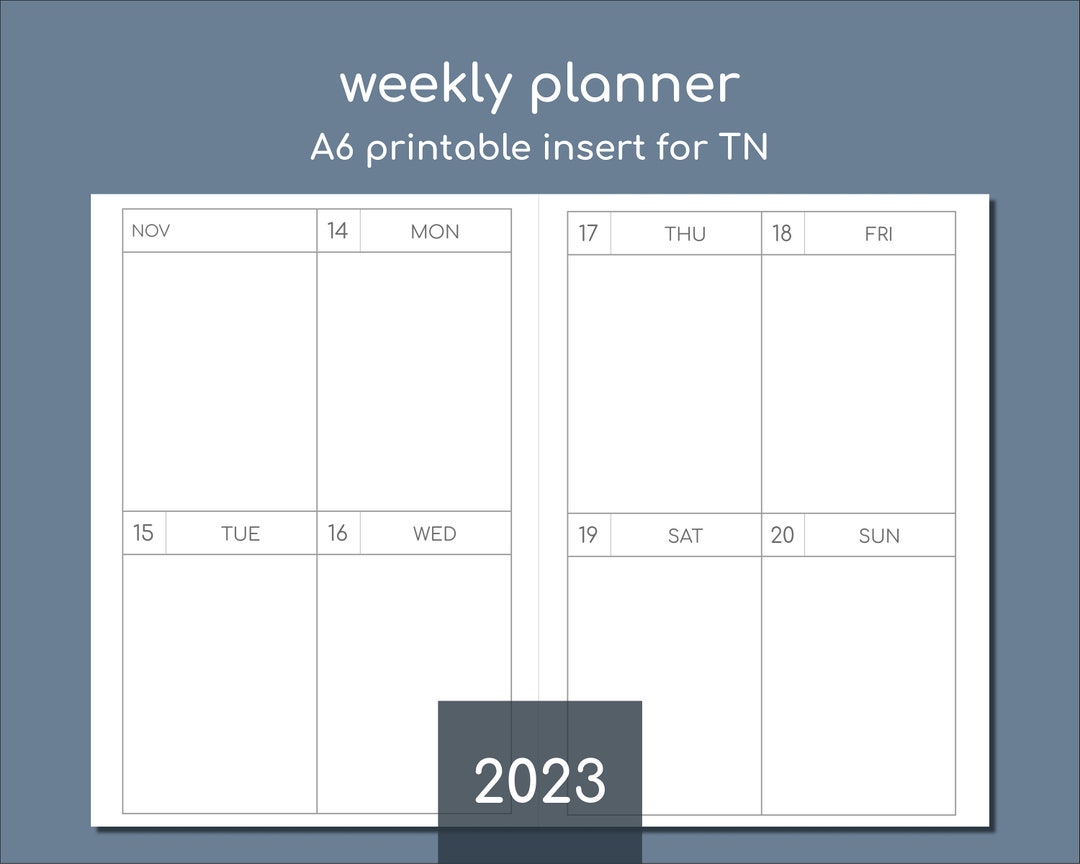 A6 Weekly Planner Pages Vertical Layout 2023 A6 Planner - Etsy