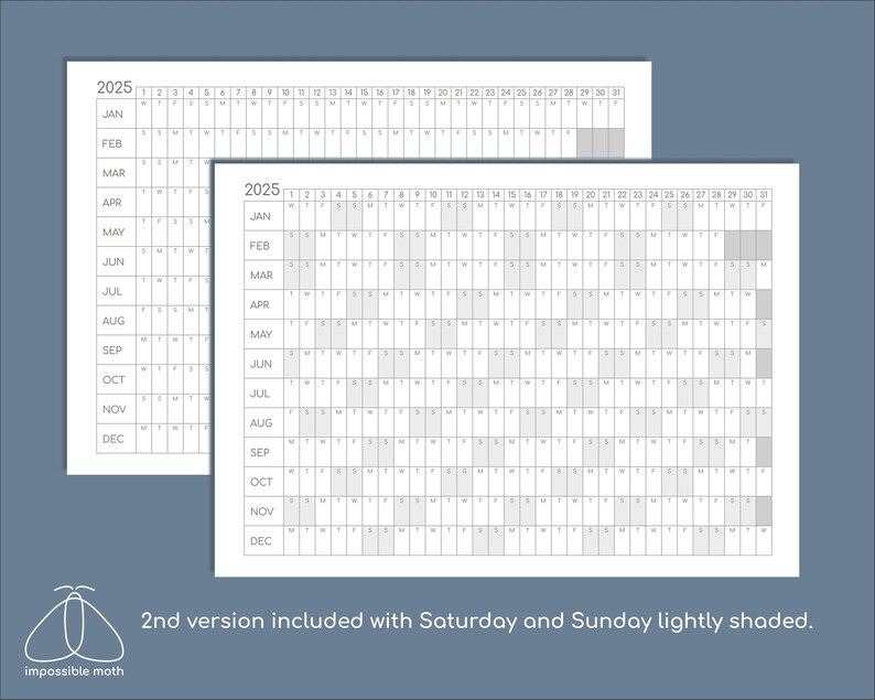 Yearly Overview Printable 2025 Calendar, Year Tracker on One Page - Etsy