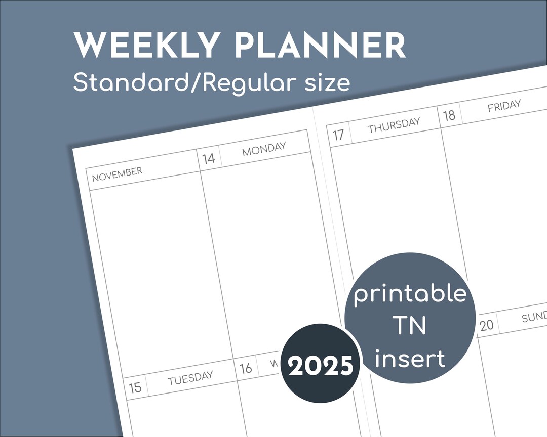 Vertical Weekly Planner Pages 2025, Printable Travelers Inserts for ...