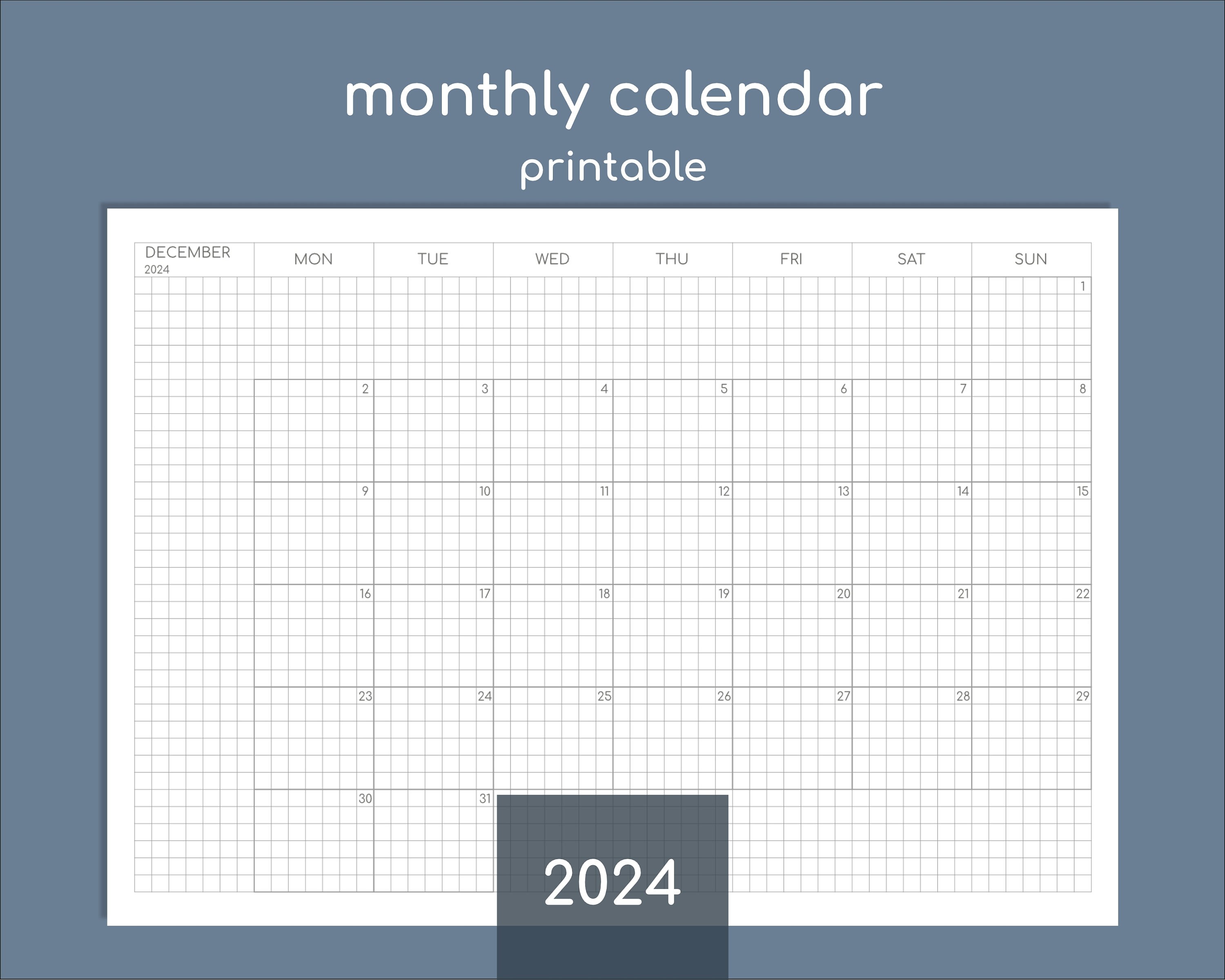 2024 Monthly Planner, A4 Square Graphed Printable Calendar Pdf - Etsy