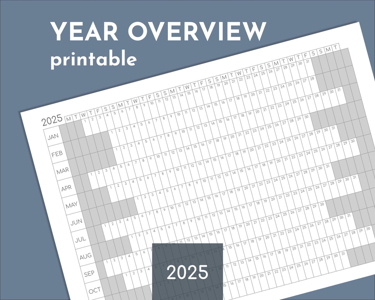 2025 Yearly Planner Printable, Year Overview Tracker on One Page - Etsy