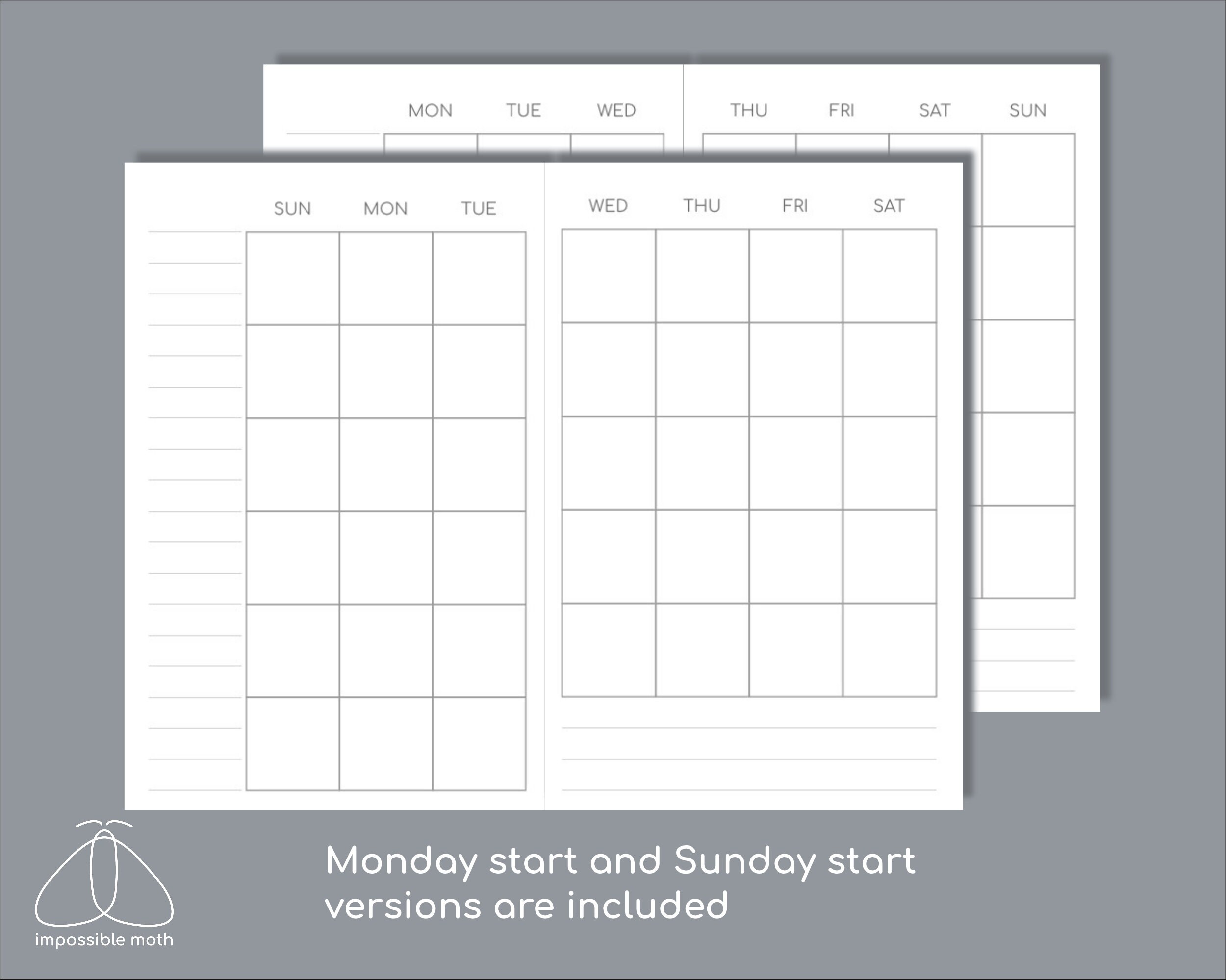 Undated Small Monthly Planner Printable Insert for TN, Pocket Size 3 ...