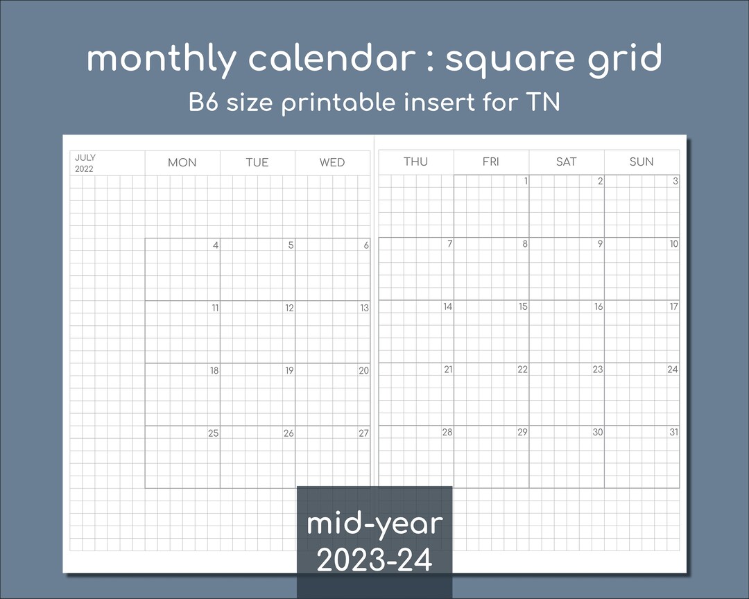 2023-24 Month on 2 Pages Planner B6 Inserts for Travelers - Etsy