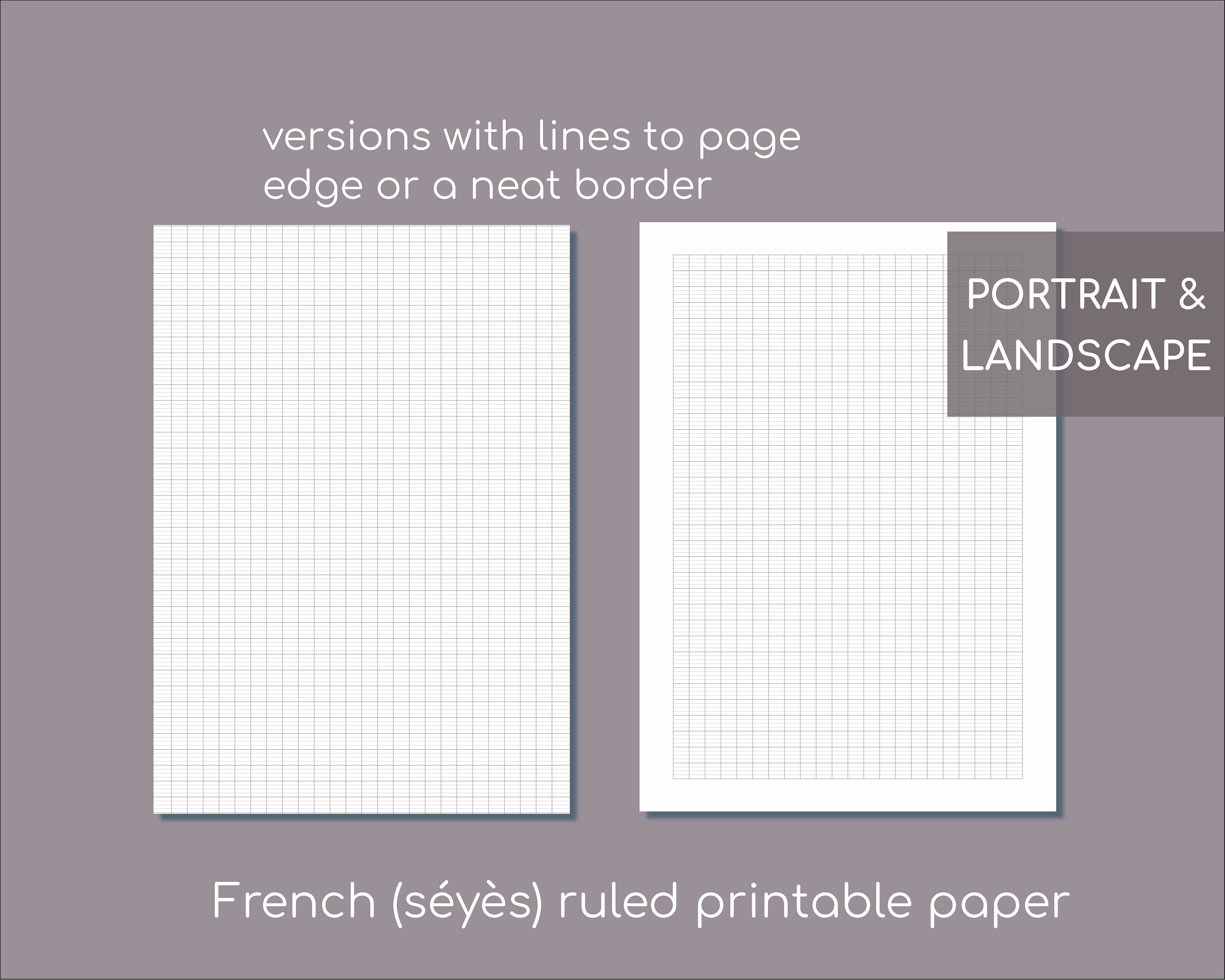 French Ruled Printable Paper Seyes Ruled A4 and US Letter - Etsy