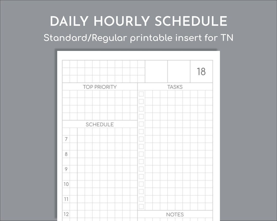 Hourly Daily Planner on One Page, Narrow / Regular Schedule Printable ...
