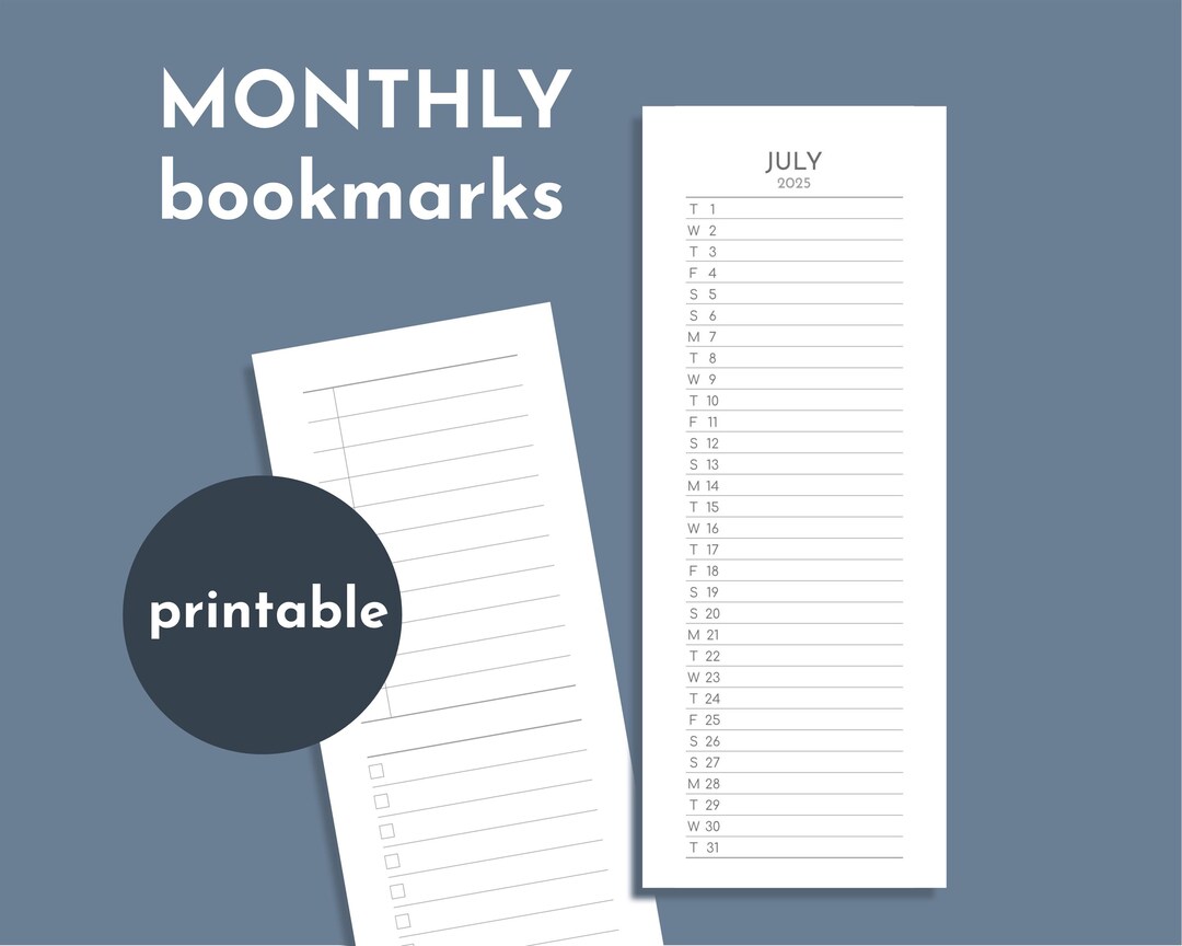 2025 Monthly Bookmarks With To-do Lists, Printable Pdf - Etsy