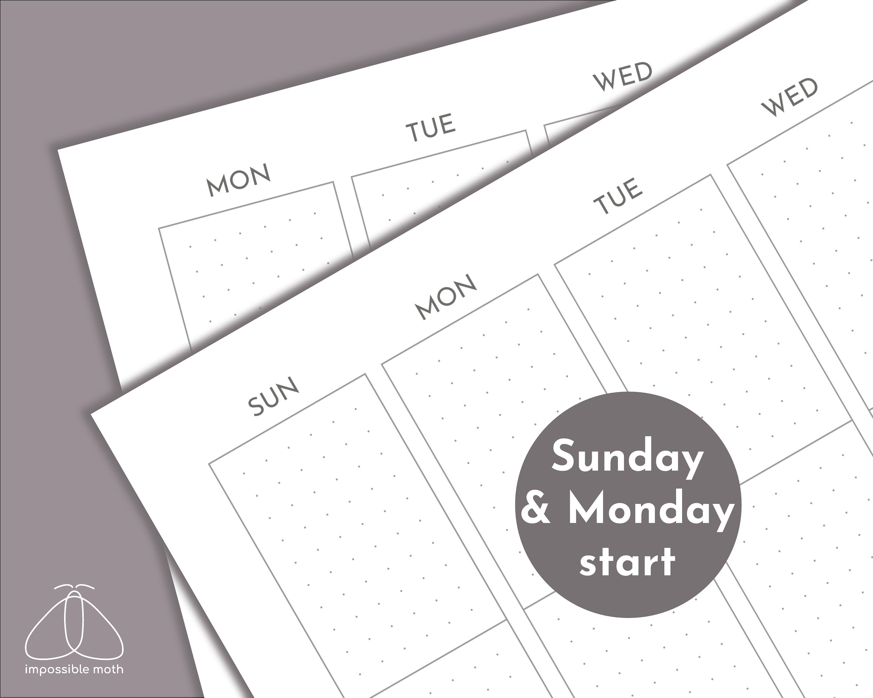 Vertical Week Planner Printable, Letter and A4 Included With Mon / Sun ...