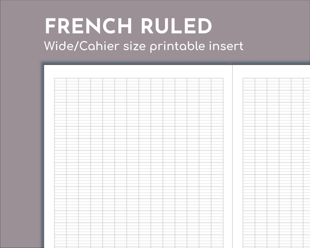 French Ruled Wide/cahier Printable Notebook, Travelers Insert - Etsy