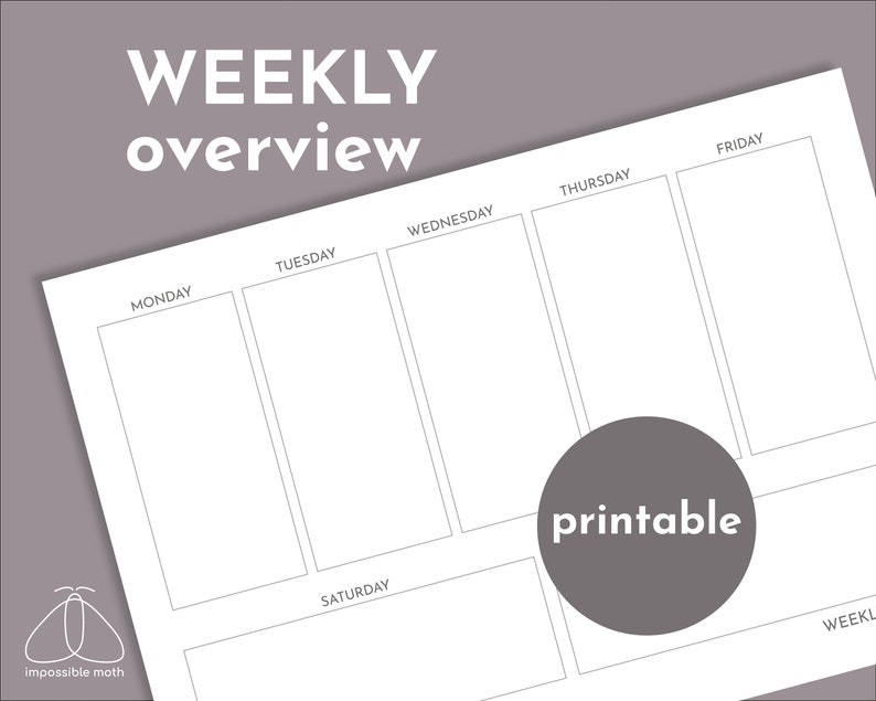 Weekly Overview Printable, A4 / Letter Versions Included - Etsy