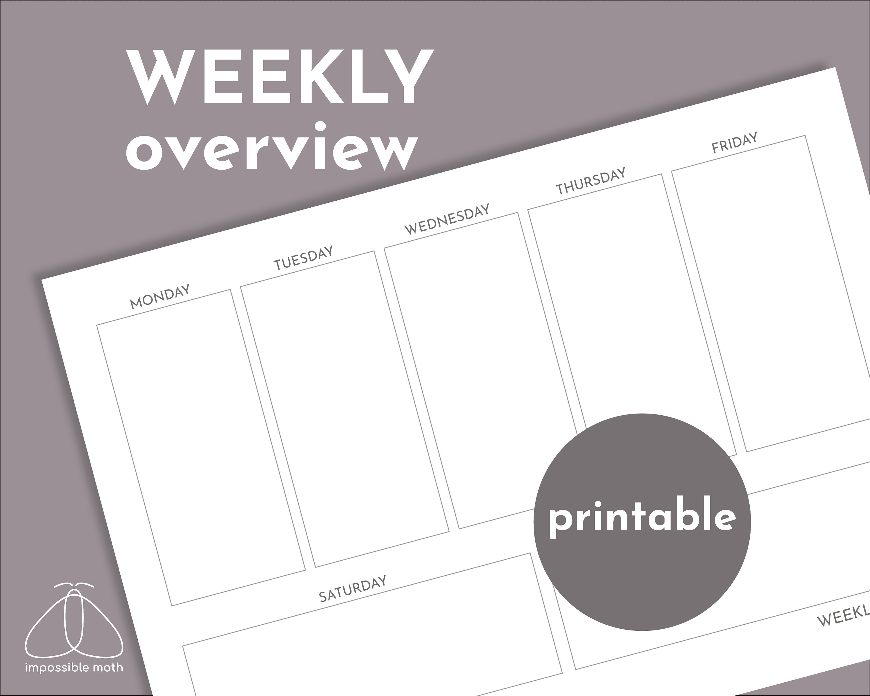 Weekly Overview Printable, A4 / Letter Versions Included - Etsy