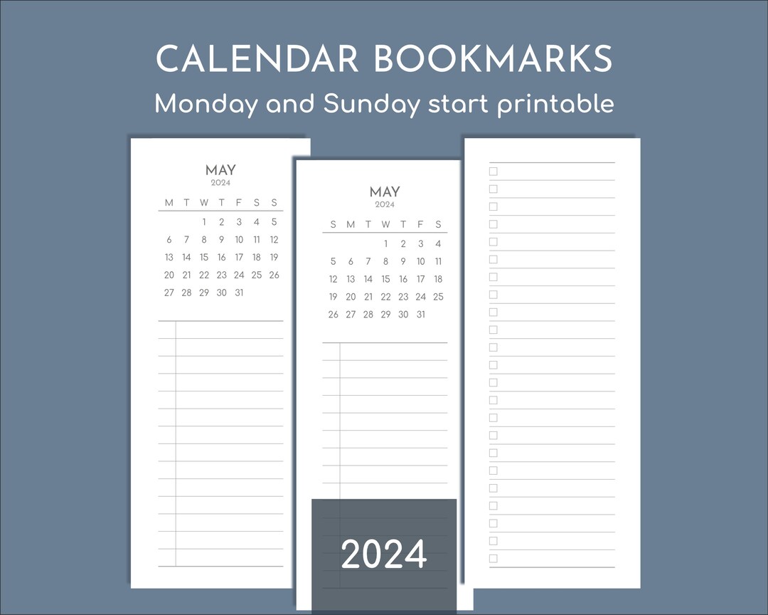 2024 monthly calendar bookmark printable with task list, Monday and ...