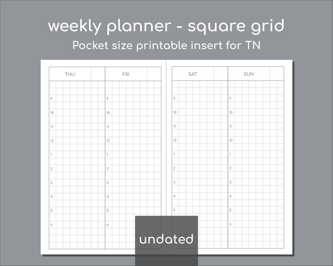 Undated Small Weekly Planner Printable Pocket Size Inserts - Etsy