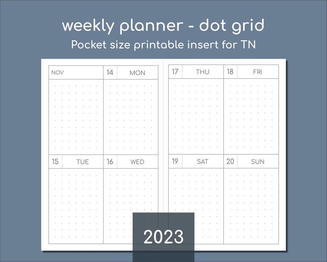 2023 Small Weekly Planner With Vertical Grid Pocket Size - Etsy UK