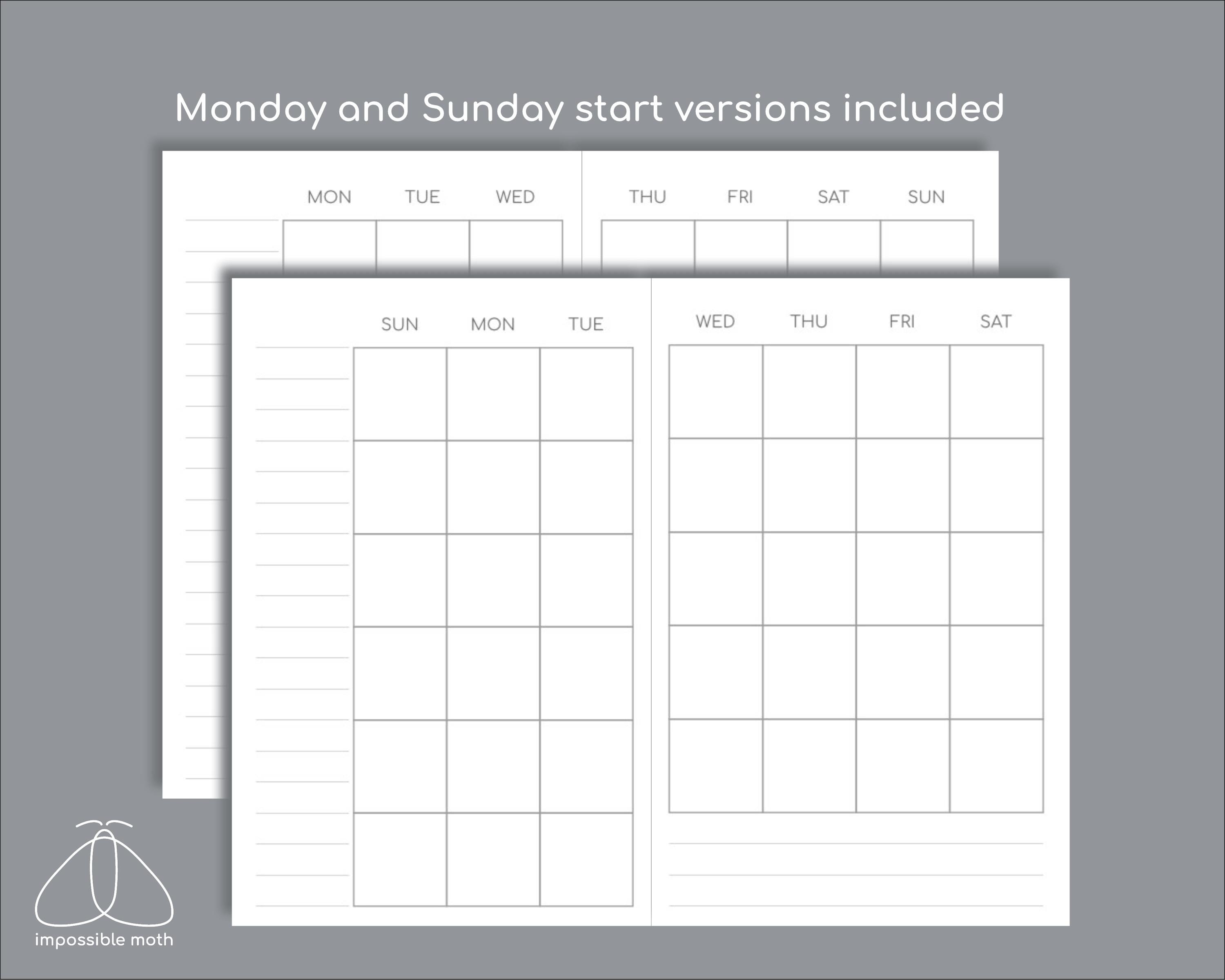 Undated Small Monthly Planner, Printable Insert for TN, Pocket Size (3 ...