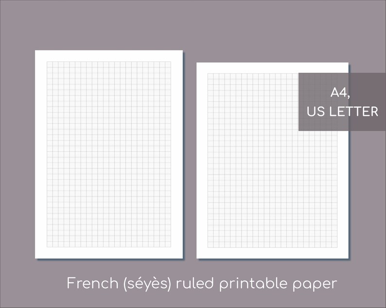 French Ruled Printable Paper Seyes Ruled A4 and US Letter - Etsy