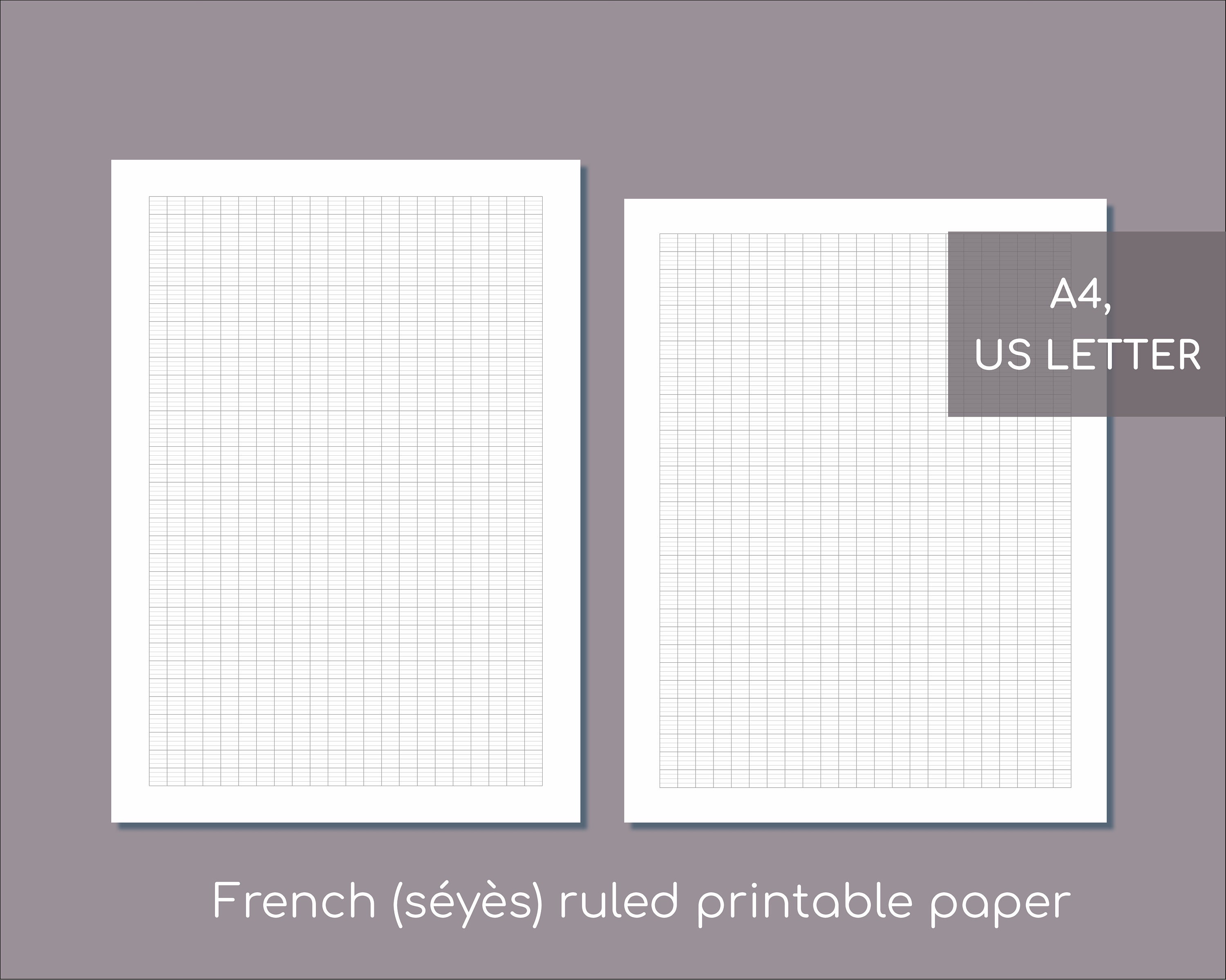 French Ruled Printable Paper Seyes Ruled A4 and US Letter - Etsy