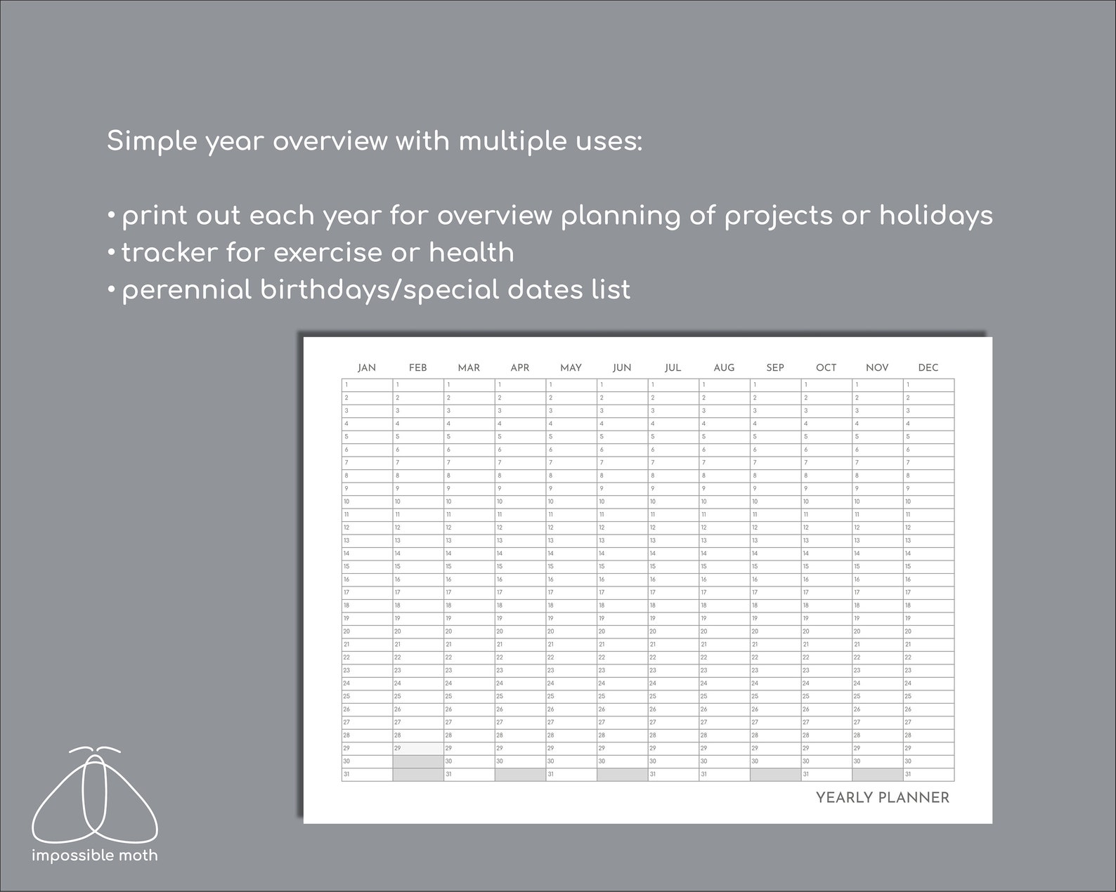 Perpetual Calendar Any Year Calendar Printable Yearly - Etsy Canada