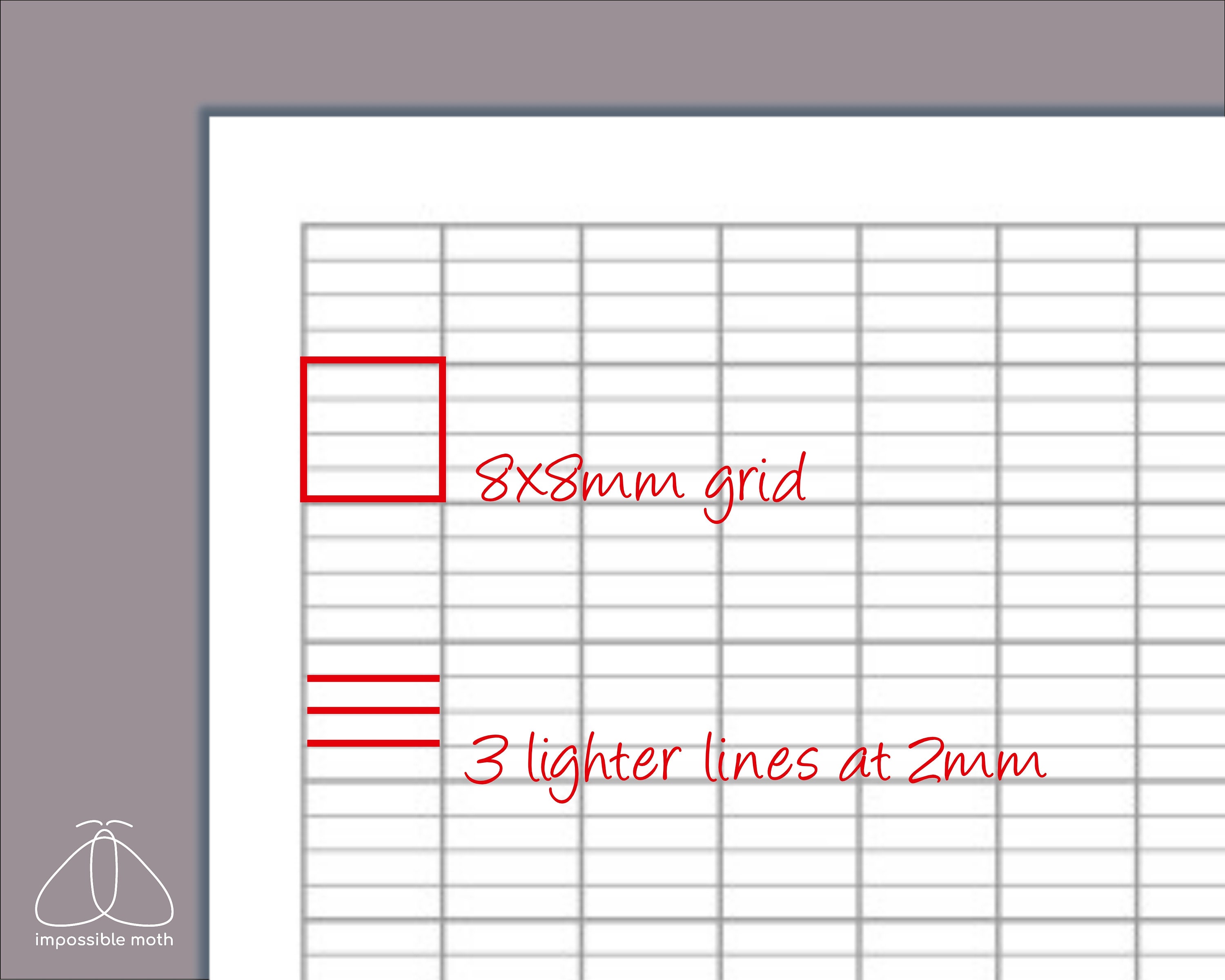 French Grid Passport Size Printable Notebook Insert for TN, Seyes Ruled ...