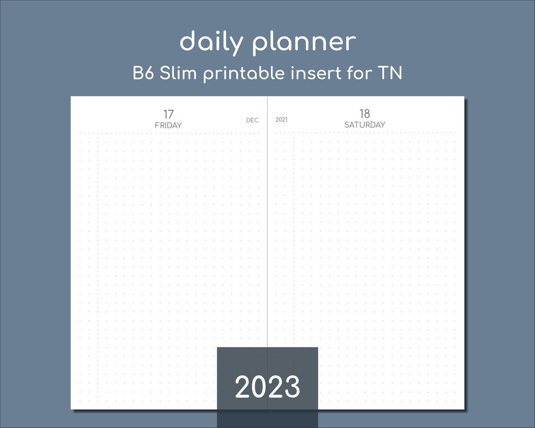 2023 Daily Planner B6 Slim Printable for Travelers Notebook - Etsy