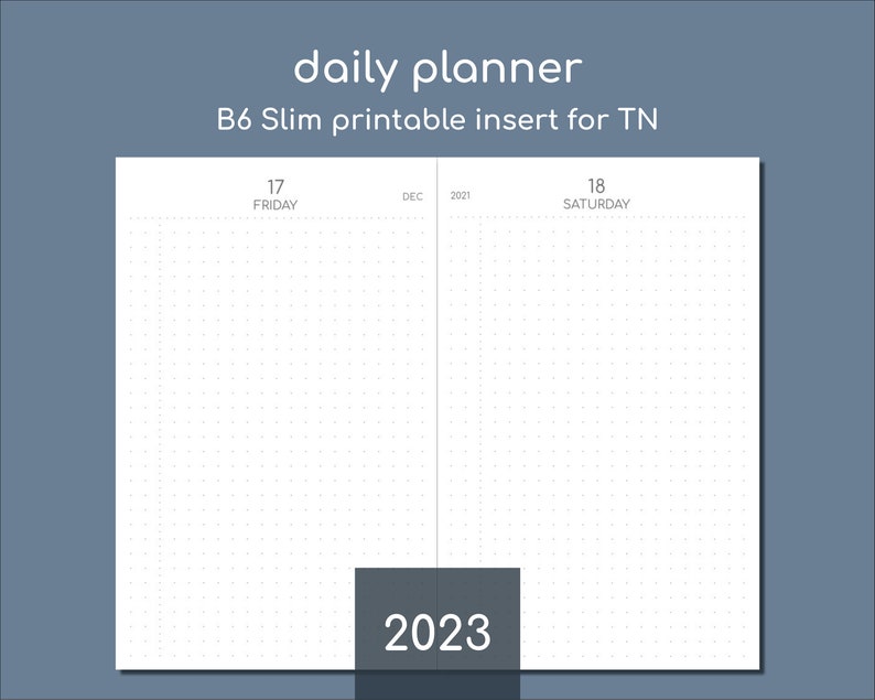 2023 Daily Planner B6 Slim Printable for Travelers Notebook - Etsy