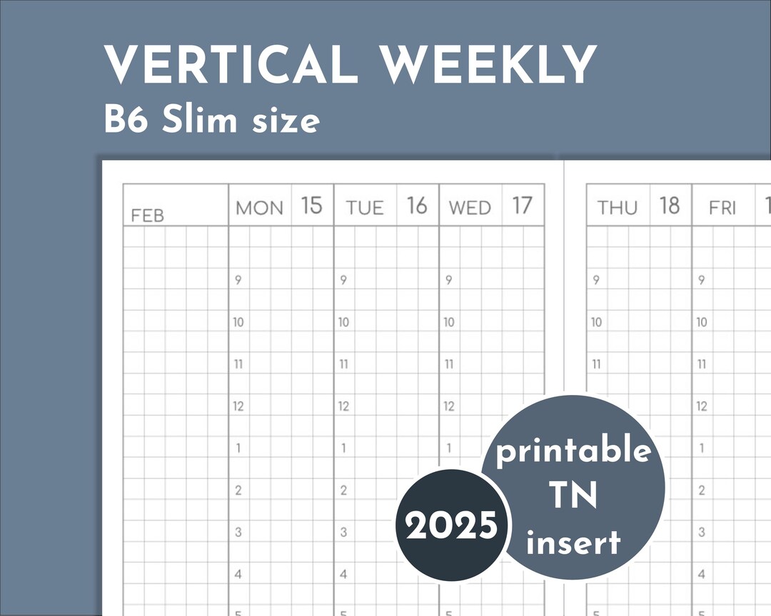 2025 Hourly Weekly Schedule, Printable B6 Slim Travelers Planner ...