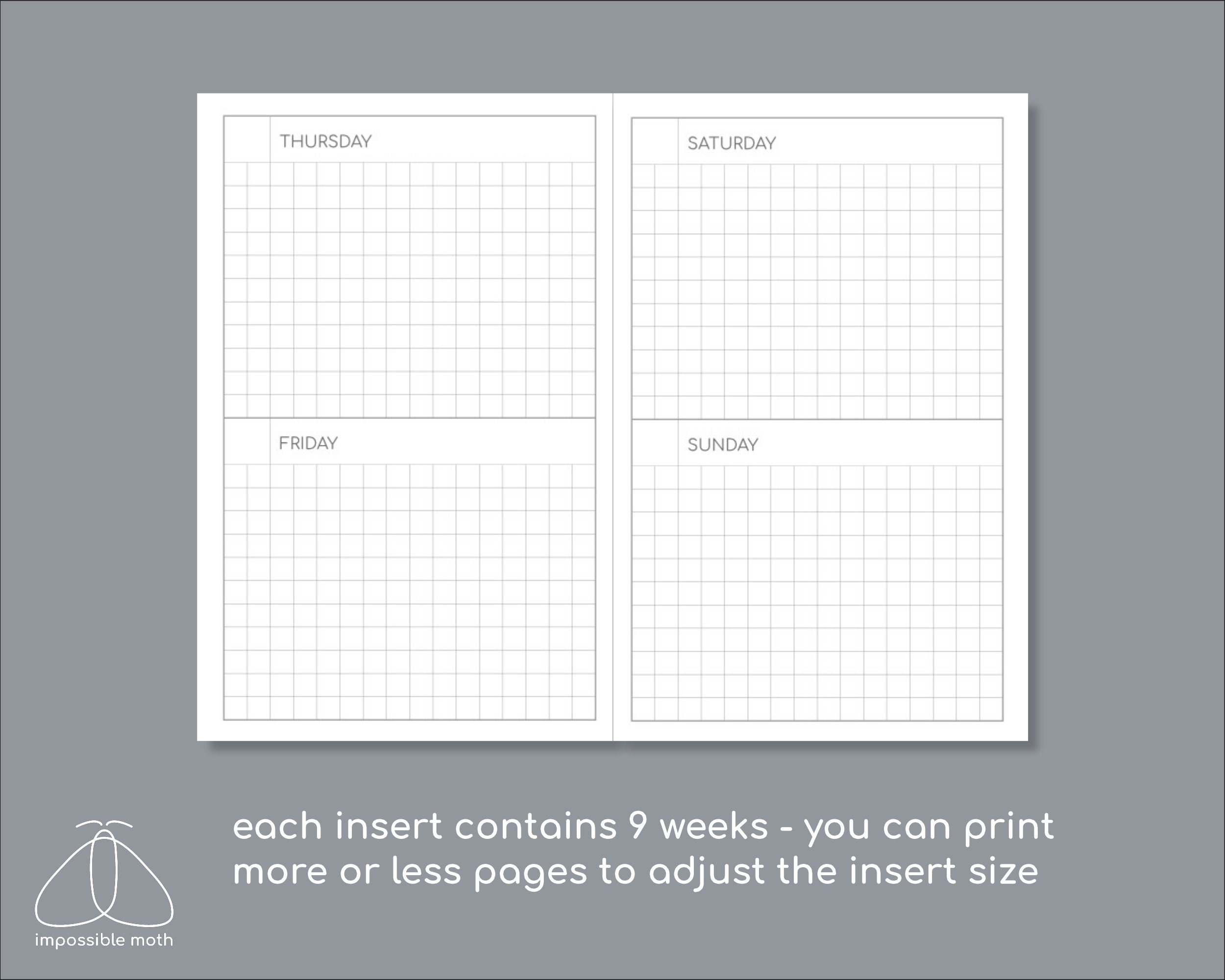 Undated Small Weekly Planner, Printable Pocket Size Inserts for TN ...
