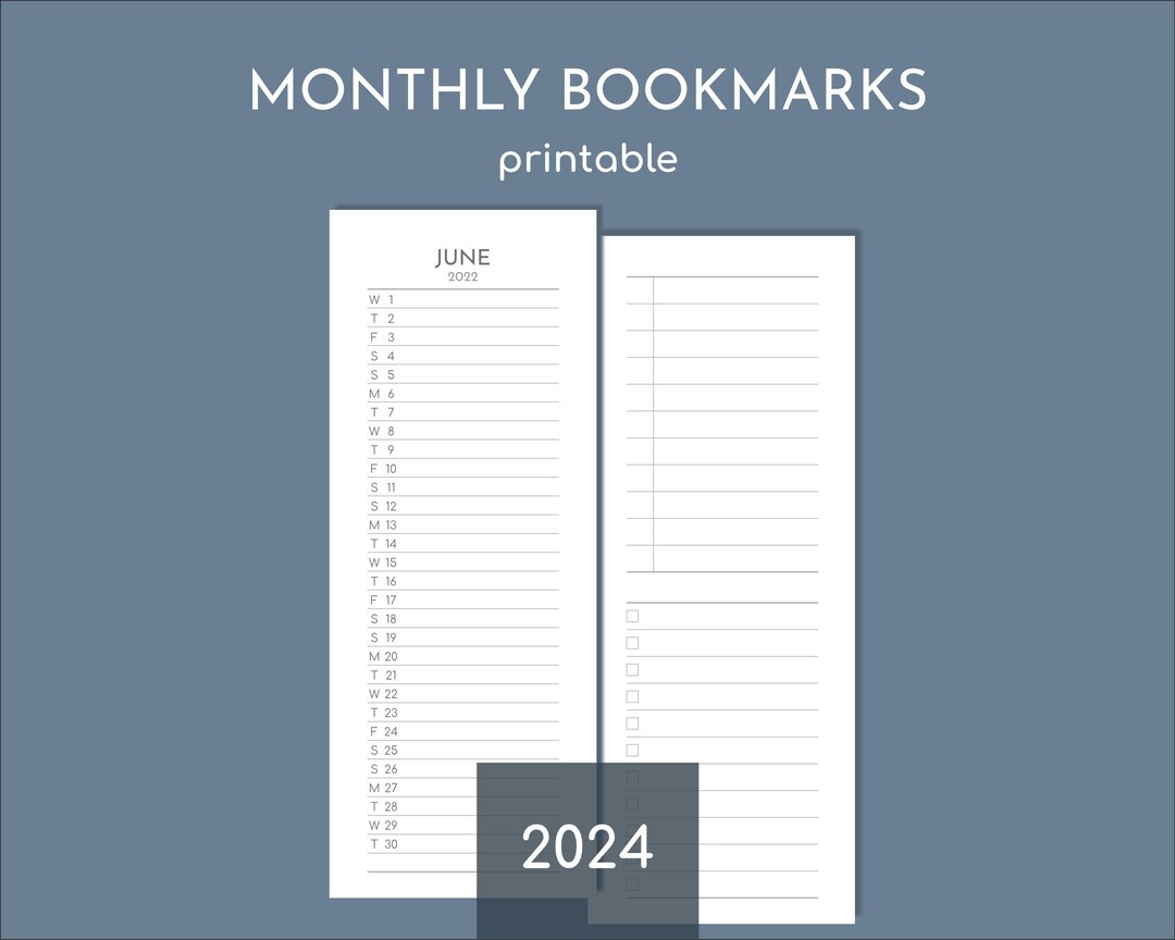 2024 Vertical Monthly Planner Bookmarks With To-do Lists, Printable Pdf ...