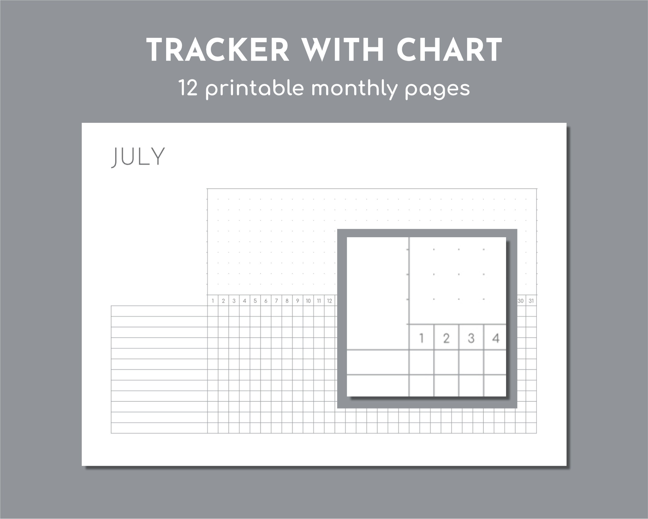 Monthly Habit Tracker With Chart, Printable Template for Tracking Moods ...