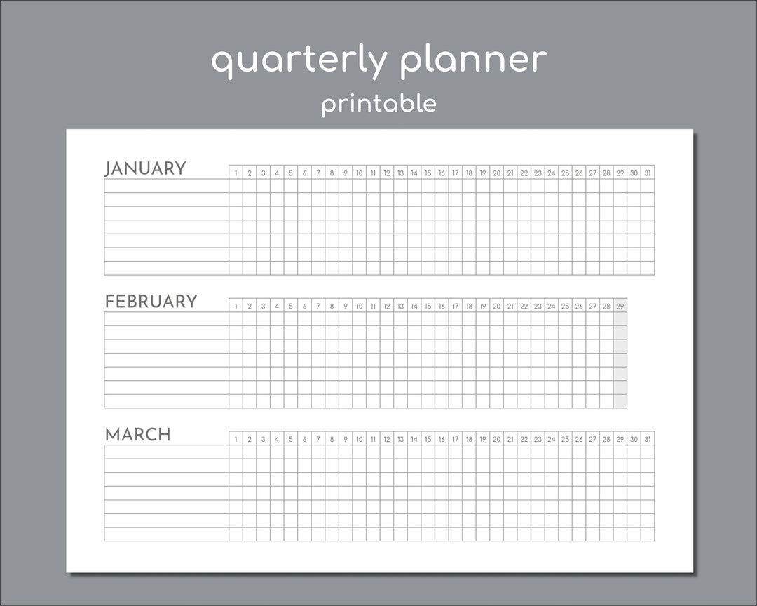 Quarterly Planner Printable Pdf, Project Planning, Habit or Mood ...