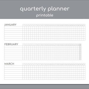 Quarterly Planner Printable Pdf, Project Planning, Habit or Mood ...
