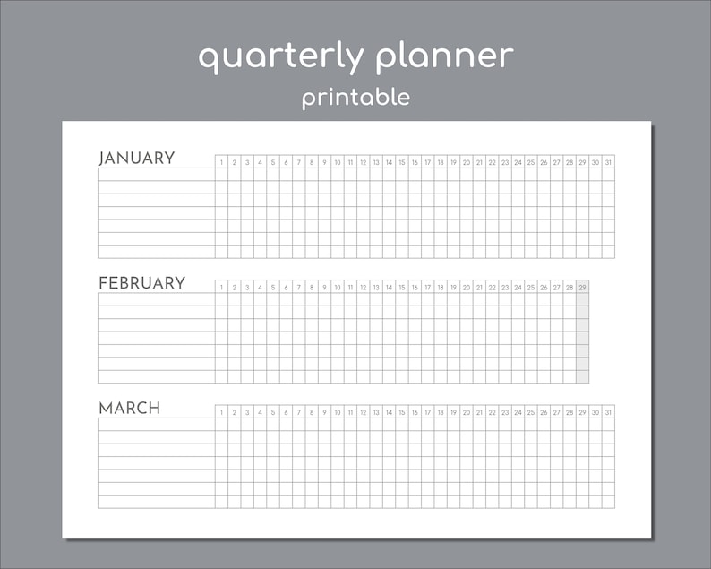 Quarterly Planner Printable Pdf, Project Planning, Habit or Mood ...