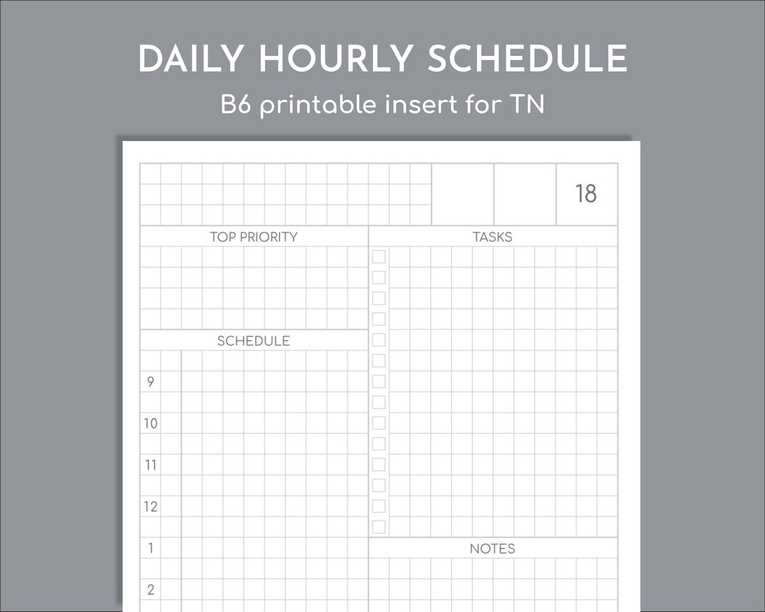 Daily Hourly Planner Undated Printable B6 Travelers Inserts - Etsy