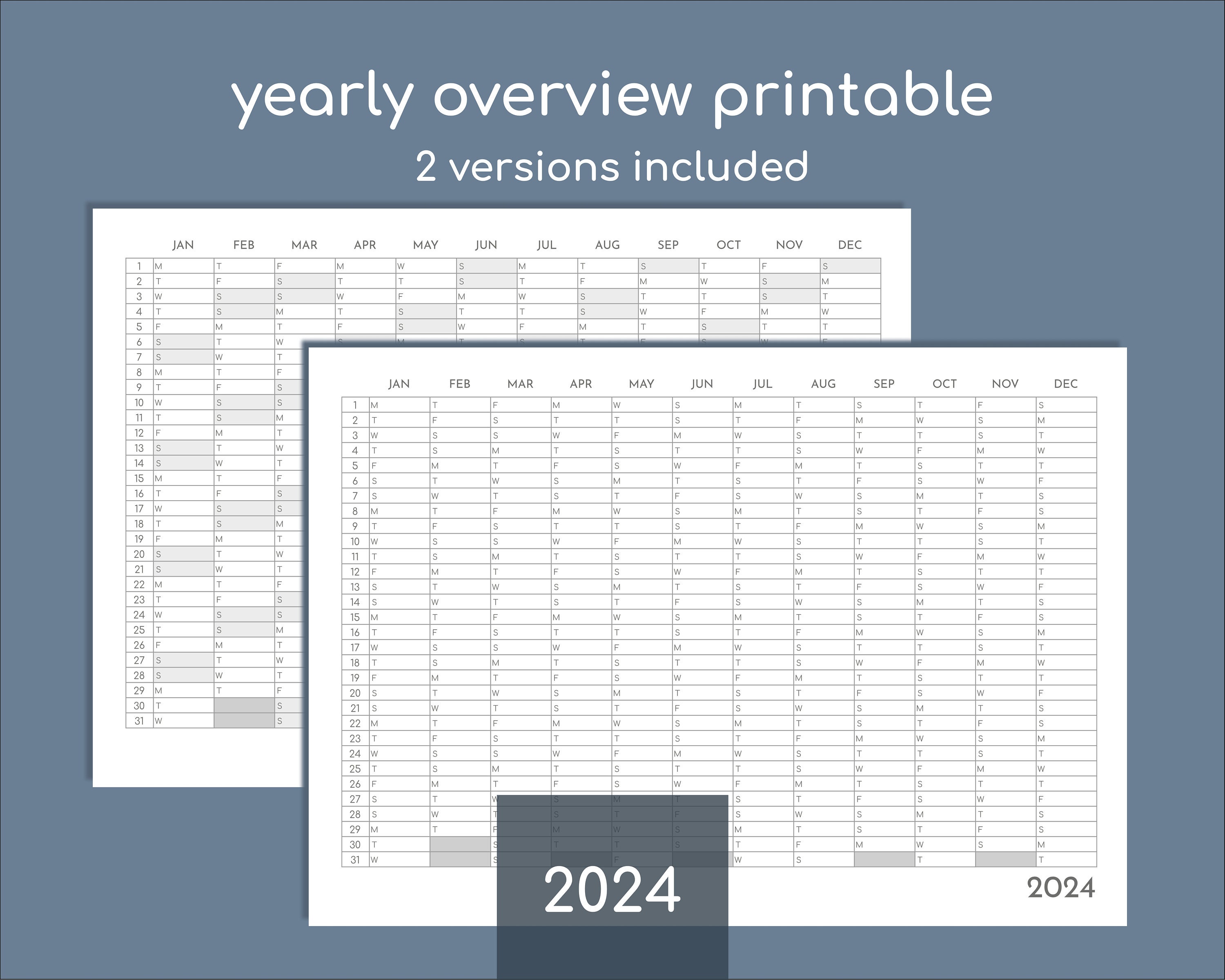 2024 Planner Printable, Yearly Tracker, YO1P, A4 and Letter Versions ...