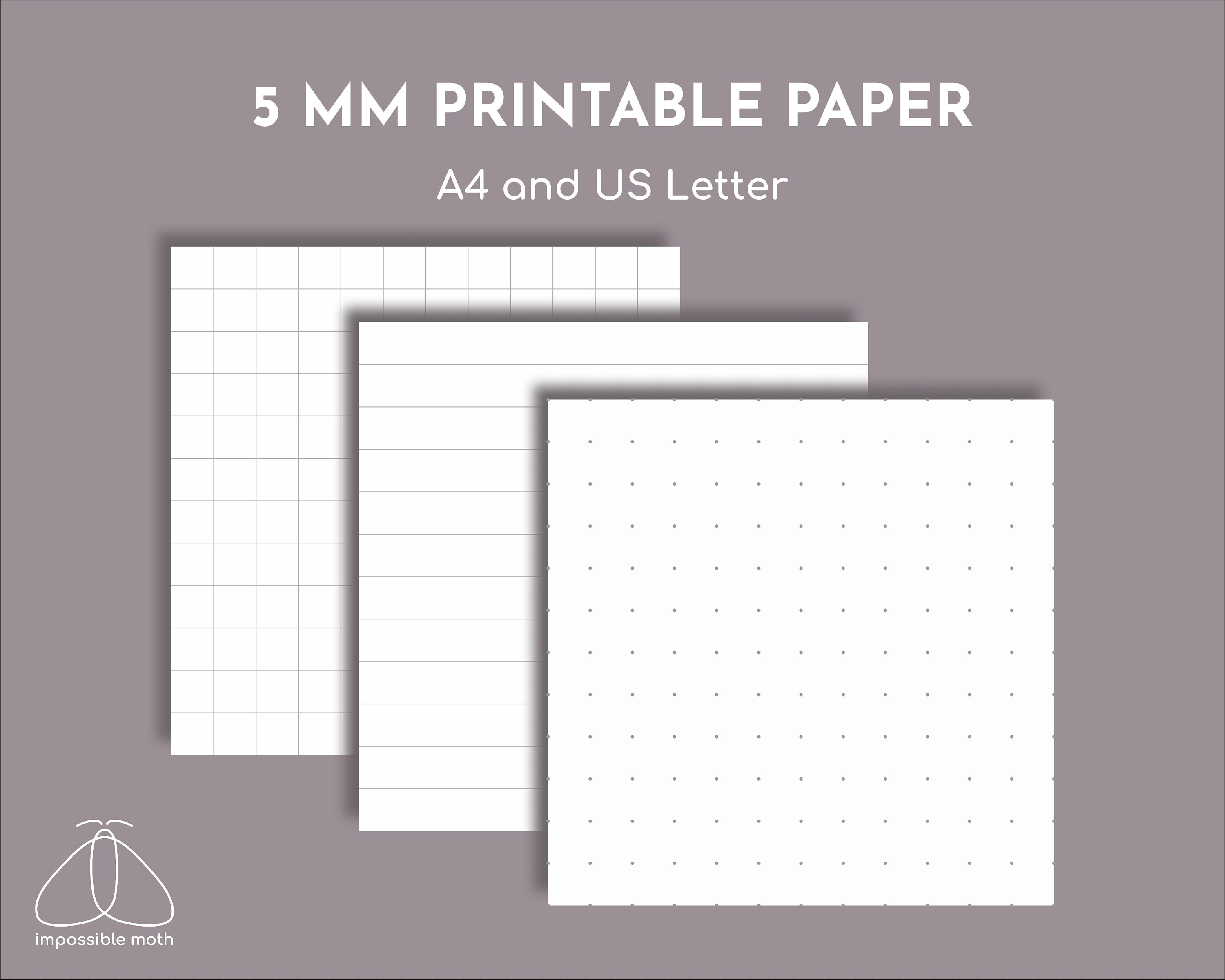 5mm Square and Dot Grid and Ruled Printable Paper - A4 and US Letter - Etsy