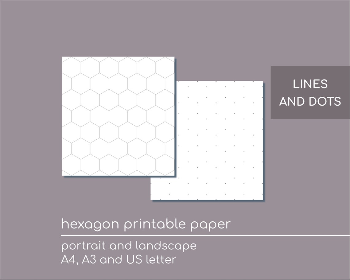 Hexagon Dot Grid and Line Printable Paper Art/organic - Etsy