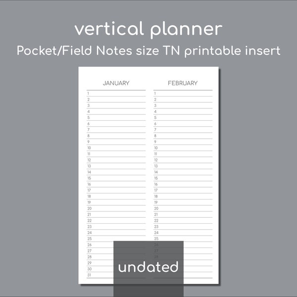 Pocket Planner Yearly Overview Insert - Etsy