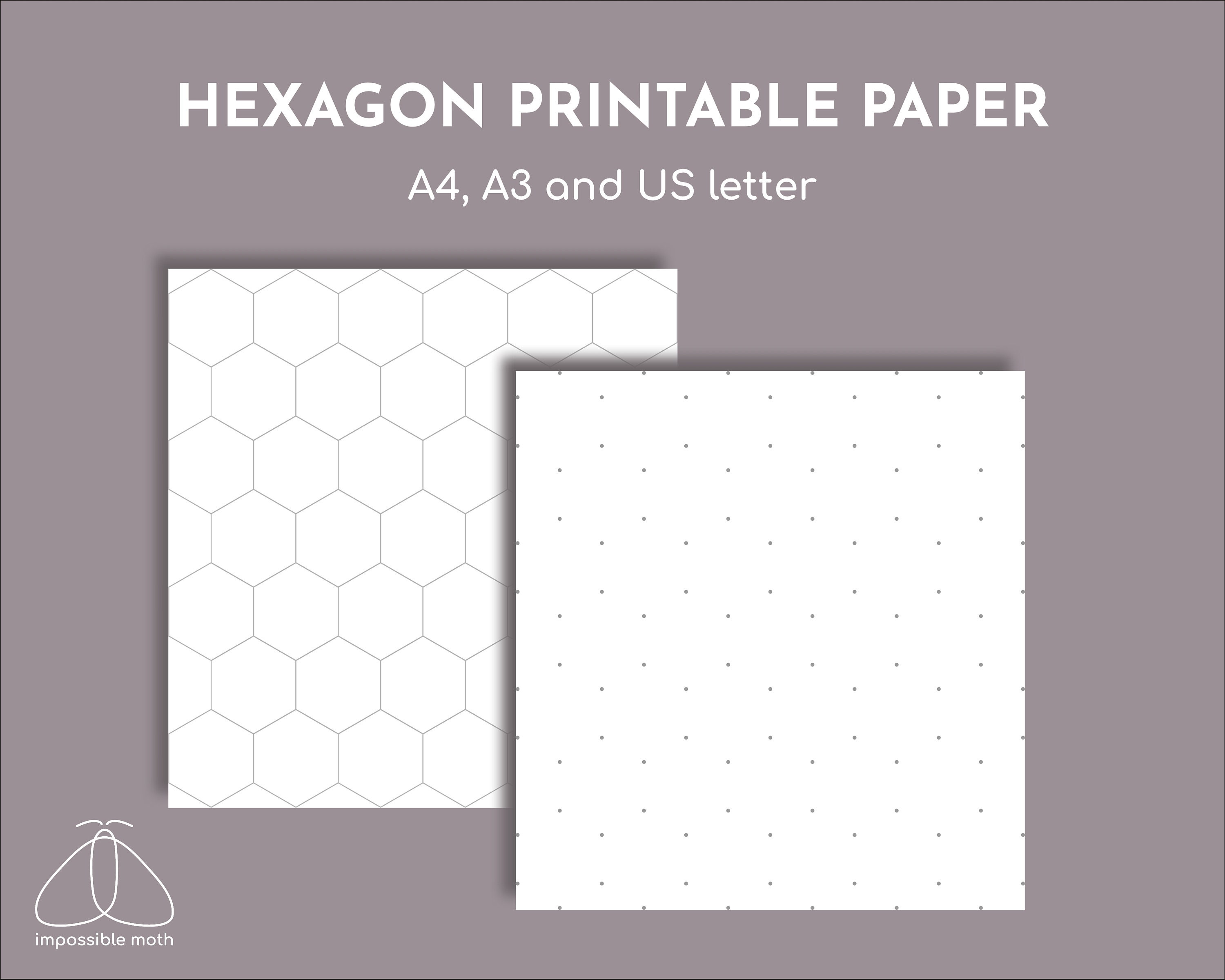 Hexagon Dot Grid and Line Printable Paper - Art/organic Chemistry ...
