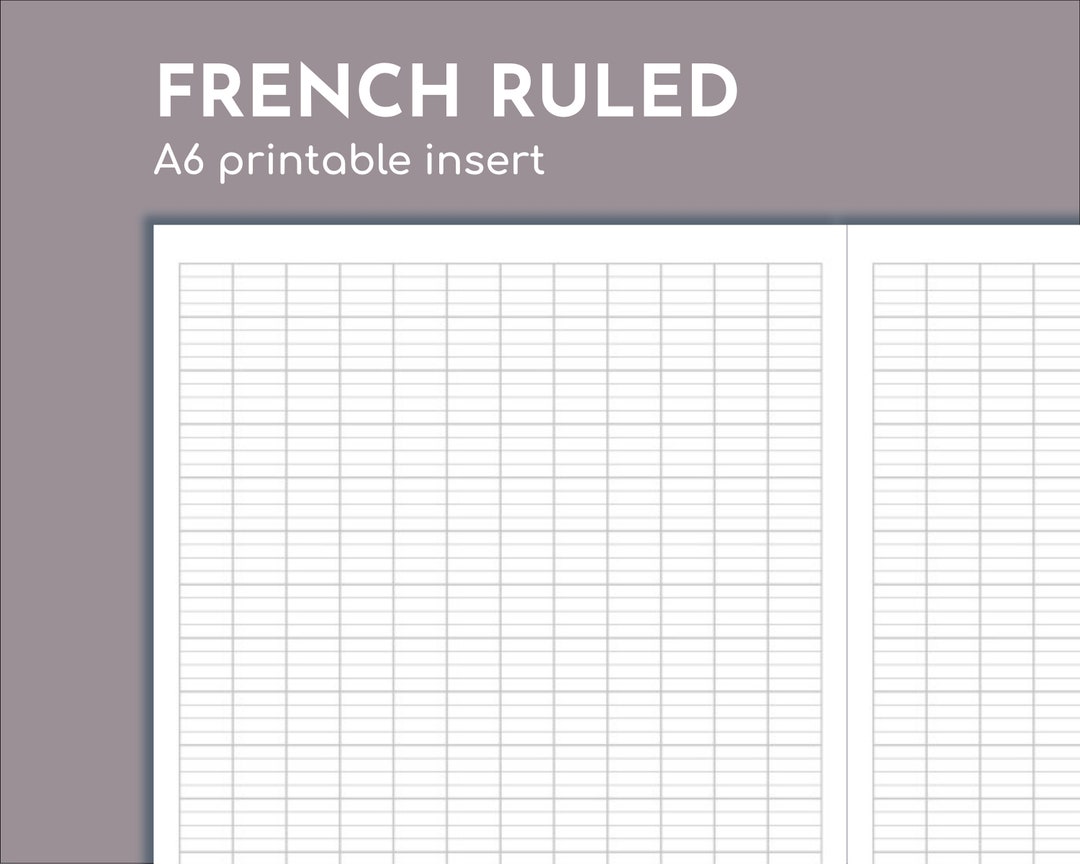 French Ruled A6 Printable Notebook Insert, Seyes Ruling Travelers ...
